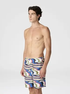 Missoni Long Swim Shorts With Irregular Zigzag Print