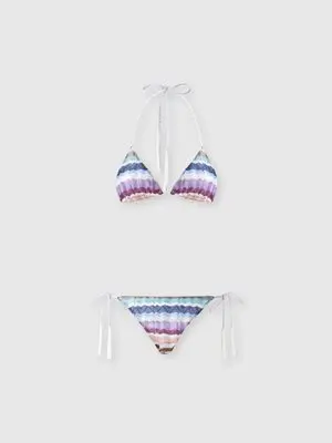 Missoni Zig Zag Tulle Triangle Bikini With Applied Tassels