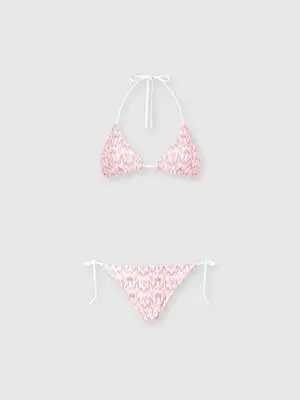 Missoni Triangle Bikini In Viscose Lamé With Foliage Motif - Multicoloured