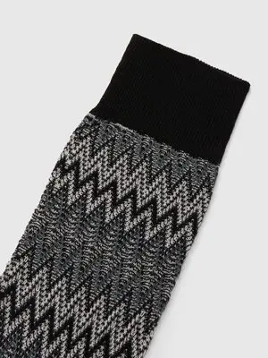 Missoni Mid-length Cotton-blend Socks With Dégradé Zigzag
