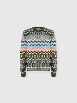 Missoni Crew-neck Cotton And Viscose Chevron Pullover With Greek Motif - Multicoloured