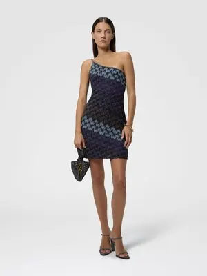 Missoni One-shoulder Viscose Lamé Mini Dress