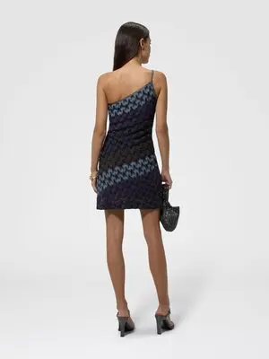 Missoni One-shoulder Viscose Lamé Mini Dress