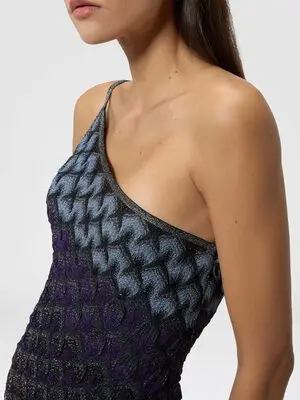 Missoni One-shoulder Viscose Lamé Mini Dress