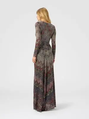 Missoni Long Dress With V-neck And Zigzag Pattern