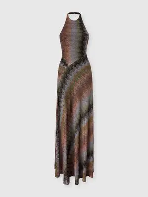 Missoni Snake-pattern Viscose Lamé Gown With Halter Neck