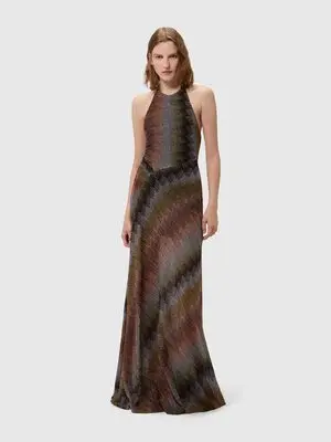 Missoni Snake-pattern Viscose Lamé Gown With Halter Neck
