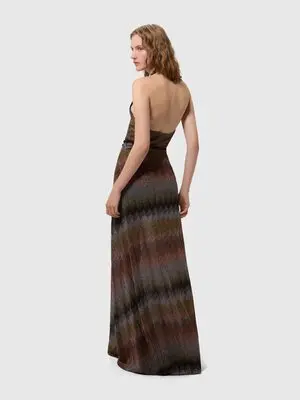 Missoni Snake-pattern Viscose Lamé Gown With Halter Neck