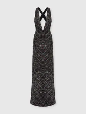 Missoni Long Dress With V-neck And Check Pattern