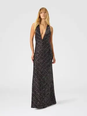 Missoni Long Dress With V-neck And Check Pattern