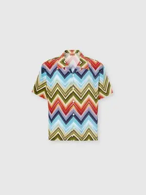 Missoni Bowling Shirt In Viscose With Macro Zigzag Print - Multicoloured