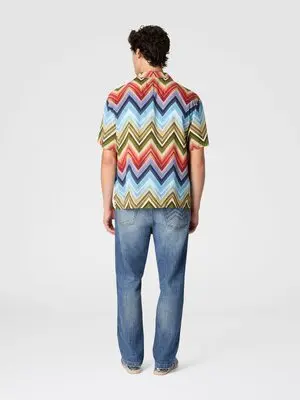 Missoni Bowling Shirt In Viscose With Macro Zigzag Print