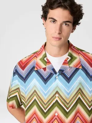 Missoni Bowling Shirt In Viscose With Macro Zigzag Print