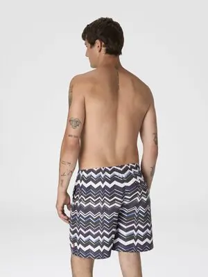 Missoni Long Swim Shorts With Irregular Zigzag Print