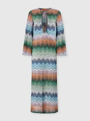 Missoni Long Dress With Greek Motif And Deep V-neckline - Multicoloured