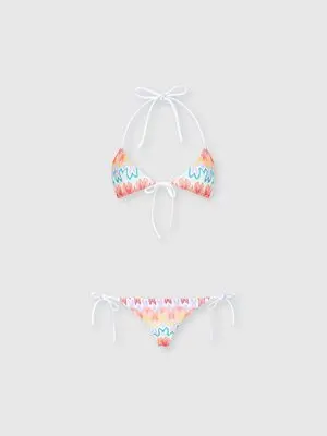 Missoni Triangle Bikini In Viscose With Floral Motif - Multicoloured
