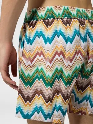 Missoni Mid-length Swim Shorts With Irregular Zig Zag Print