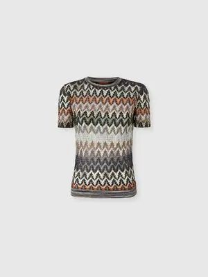 Missoni Cotton And Viscose Lamé Crewneck T-shirt With Lace Motif - Multicoloured
