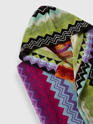 Missoni Giacomo Bathrobe In Cotton Terry With Zigzag Pattern