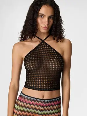 Missoni Lamé Viscose Halter Neck Top - Black