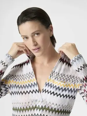Missoni Zigzag Cotton And Viscose Blouse With V-neckline