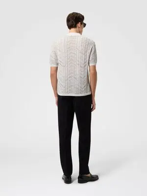 Missoni Openwork Knit Cotton And Viscose Polo Shirt