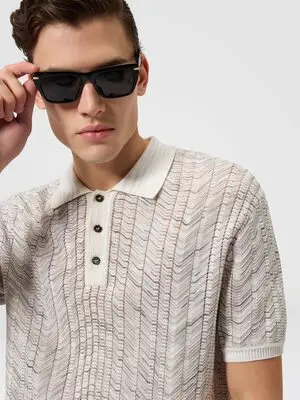 Missoni Openwork Knit Cotton And Viscose Polo Shirt