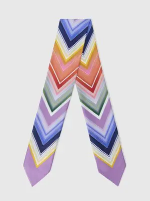 Missoni Silk Neck Scarf With Macro Zigzag Print - Multicoloured