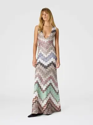Missoni Viscose Lamé Gown With Deep V-neck