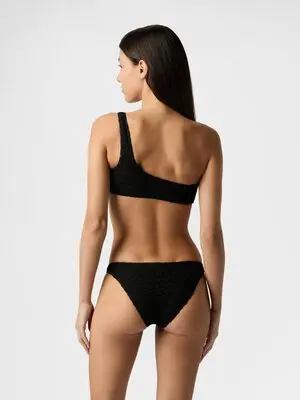 Missoni One-shoulder Bikini In Lamé Viscose With Raschel Workmanship - Black