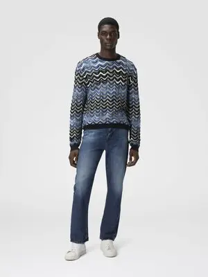Missoni Crew Neck Sweater With Geometric Zigzag Pattern