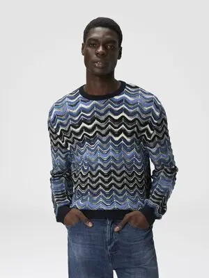 Missoni Crew Neck Sweater With Geometric Zigzag Pattern