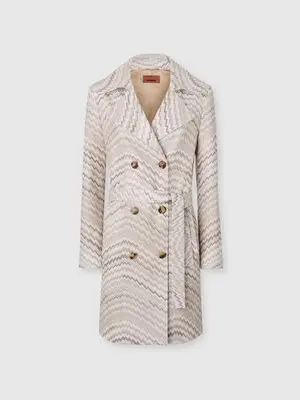 Missoni Double-breasted Trench Coat With Wavy Zigzag Pattern