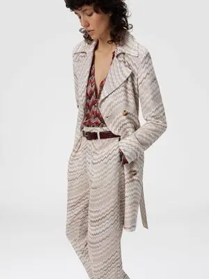 Missoni Double-breasted Trench Coat With Wavy Zigzag Pattern