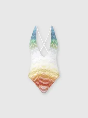 Missoni One-piece Swimsuit In Shaded Lamé Viscose - Multicoloured