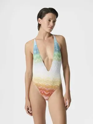 Missoni One-piece Swimsuit In Shaded Lamé Viscose - Multicoloured