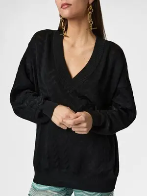Missoni Chevron Cotton And Viscose V-neck Sweater