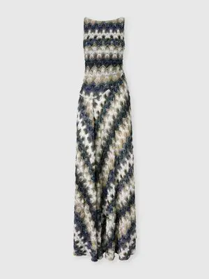 Missoni Long Dress In Lamé Viscose With Lace Motif - Multicoloured