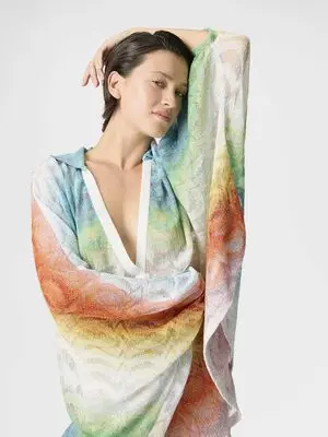 Missoni Short Caftan Cover-up In Shaded Lamé Viscose