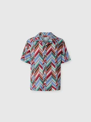 Missoni Bowling Shirt In Pure Viscose With Zig Zag Motif - Multicoloured