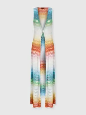 Missoni Long Gilet Cover-up In Shaded Lamé Viscose - Multicoloured