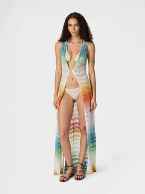 Missoni Long Gilet Cover-up In Shaded Lamé Viscose - Multicoloured