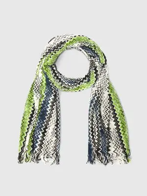 Missoni Cotton Zigzag Scarf With Fringes - Multicoloured