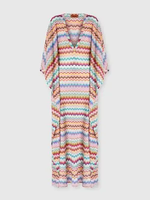 Missoni Long Caftan Cover-up With Micro Pixel-effect Zigzag Pattern - Multicoloured