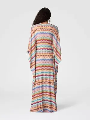 Missoni Long Caftan Cover-up With Micro Pixel-effect Zigzag Pattern