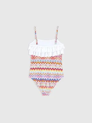 Missoni One-piece Swimsuit With Zig Zag Print And Ruffles