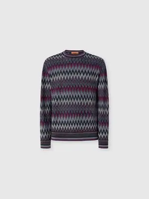 Missoni Crew Neck Sweater With 3d Zigzag Pattern - Multicoloured