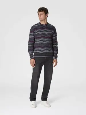 Missoni Crew Neck Sweater With 3d Zigzag Pattern