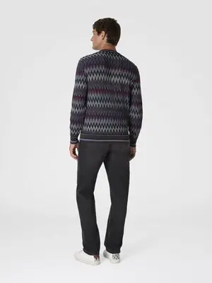 Missoni Crew Neck Sweater With 3d Zigzag Pattern