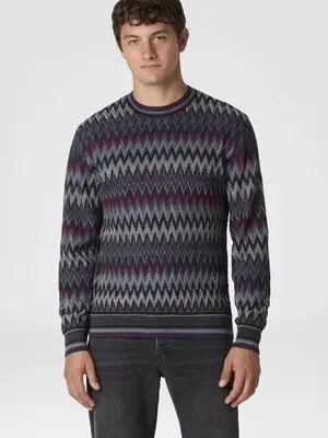 Missoni Crew Neck Sweater With 3d Zigzag Pattern
